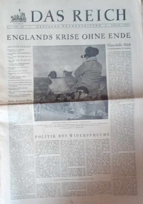 zeldzame krant Deutsche Wochenzeitung - Das Reich / nr 9 - 1942 in zeer ...