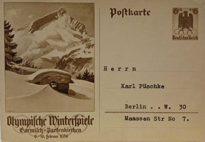 Postkaart Derde Rijk 1933 - 1945 / Olympische winterspelen 1936 - B 10 ...